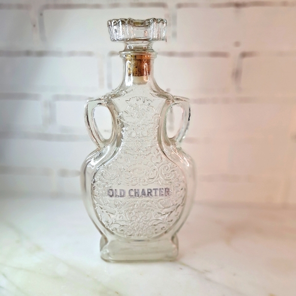 Old Charter | Other | Vintage Clear Glass Double Handle Liquor Old ...